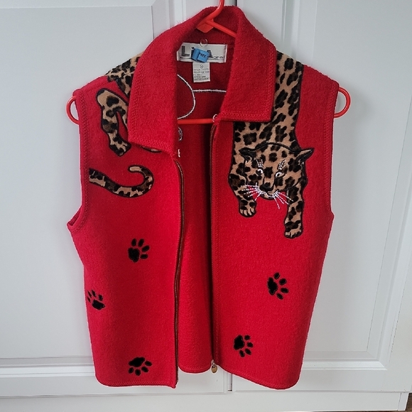 Lisa international | Jackets & Coats | Lisa International Red Wool Vest ...